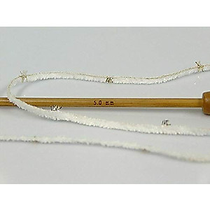 Metallic Accent Chenille Yarn - 50 Grams (1.75 Ounces) 65 Meters (71 Yards) White, Gold