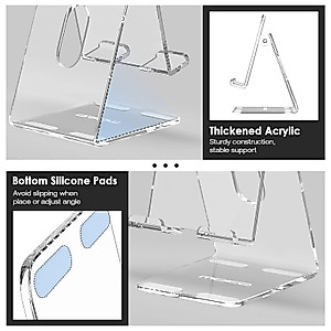 MoKo Acrylic Tablet Stand, Adjustable Angle Phone Stand for Desk, Fit with iPhone 16/Pro/Pro Max/Plus, iPhone 15/Pro/Pro Max/Plus, iPhone 14/Pro/Pro Max/Plus, iPhone 13/Pro/Pro Max/Plus, Clear