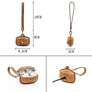 Genuine Leather Case Compatible with Sony WF-1000XM4 True Wireless Earphone Protective Case Crazy Horse Leather Cover with Leather Lanyard (Coffee)