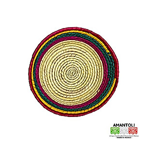 Amantoli - 3 Piece Mexican Handwoven Tortilla Basket Set - Large (8 inches) - Colorful | Tortilla | Pancake | Arepa| Warmer - Authentic Tortillero Set/Mexican Party - Décor