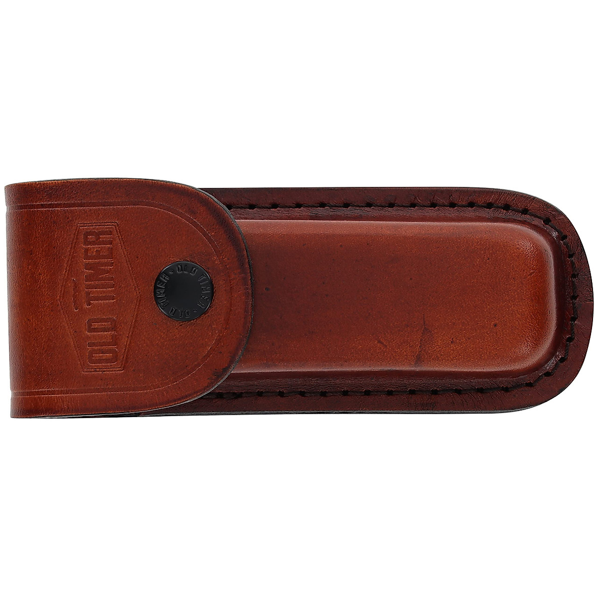 Old Timer 25OT Folding Hunter 9.3in Traditional Folding Pocket Knife with 2 High Carbon SS Blades, Ergonomic Sawcut Handle, and Leather Belt Sheath for EDC, Hunting, Camping, Whittling, and Outdoors