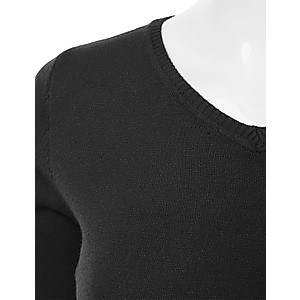 danibe Women's V-Neck Long Sleeve Pullover Soft Knitted Sweater Black M