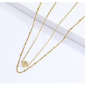 LOKLIFFAI Gold Dainty Choker Necklace Cz Pearl Pendant Necklace Chain Layered Necklace for Women