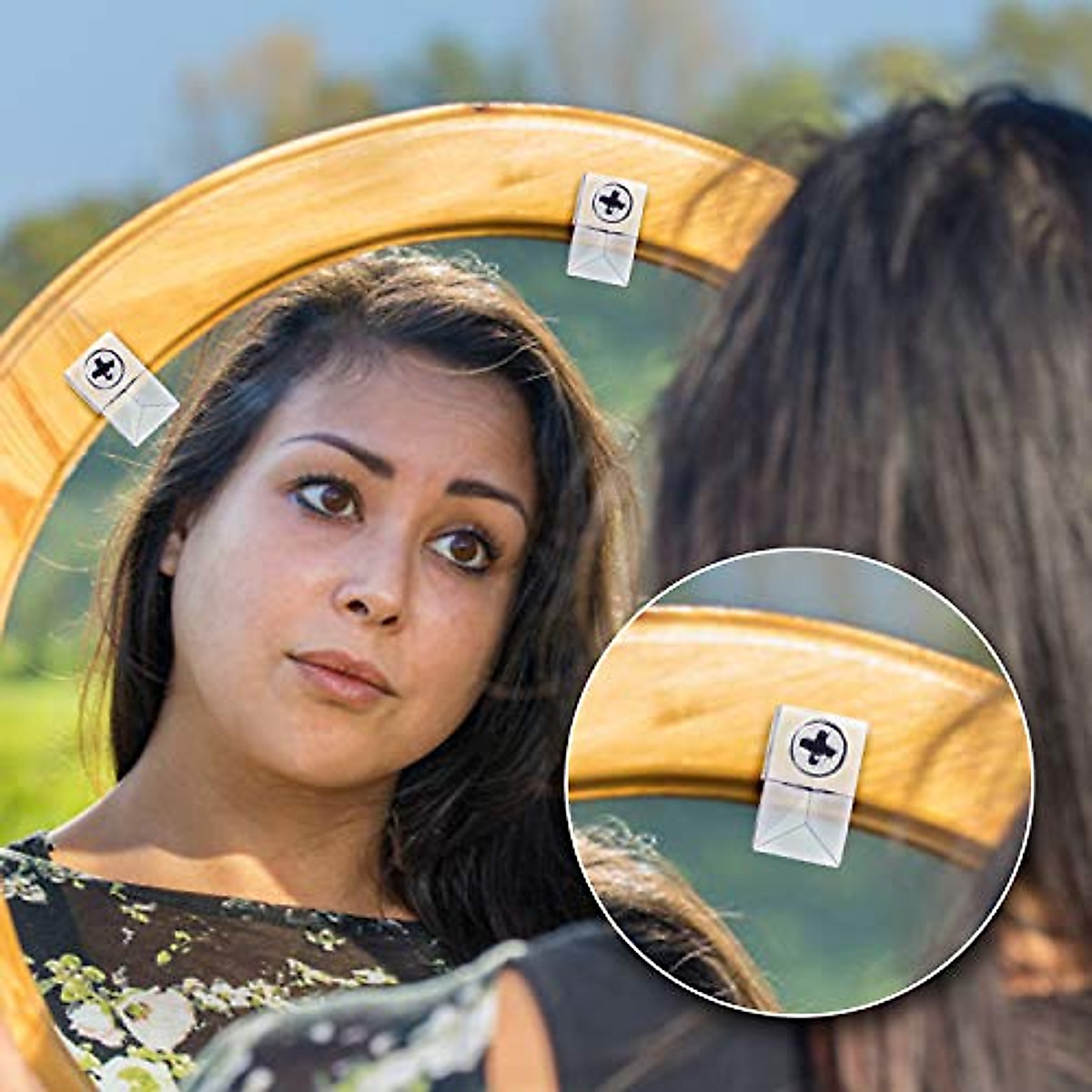 20 Pack Mirror Holder Clips Glass Retainer Clips Kit Mirror Hanging Kit Mirror Hanging Hardware with Screw and for Fixing Mirror Cabinet Door (Classic Style)