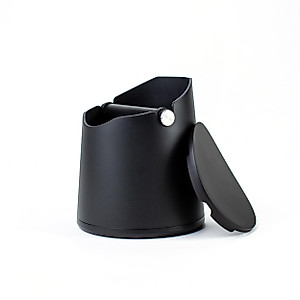 The Arc Knock Box | Holds 12-16 pucks | Elegant Design | Crema Coffee Products (Black Plastic Lid)
