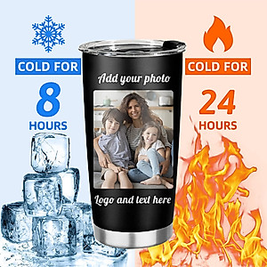 Personalized Picture Tumbler Insulated Coffee Cup Gift for Christmas Birthday to Dad Mom Families Friends,Custom Photo Image & Text Travel Mug, Multi Color
