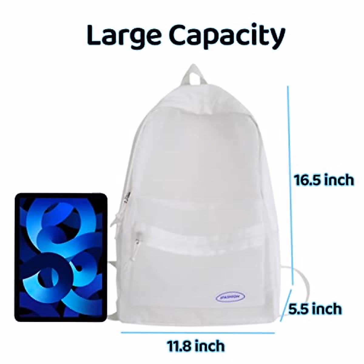 MeganJDesigns Semi-See Through Mesh Backpacks Lightweight Transparent Bag Durable Backpack Stadium Approved for School Student (02#Black)