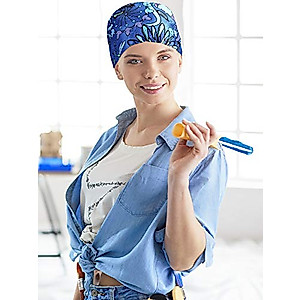 8 Pieces Working Caps with Button Tie Back Hats with Sweatband for Women Men (Animal Style)