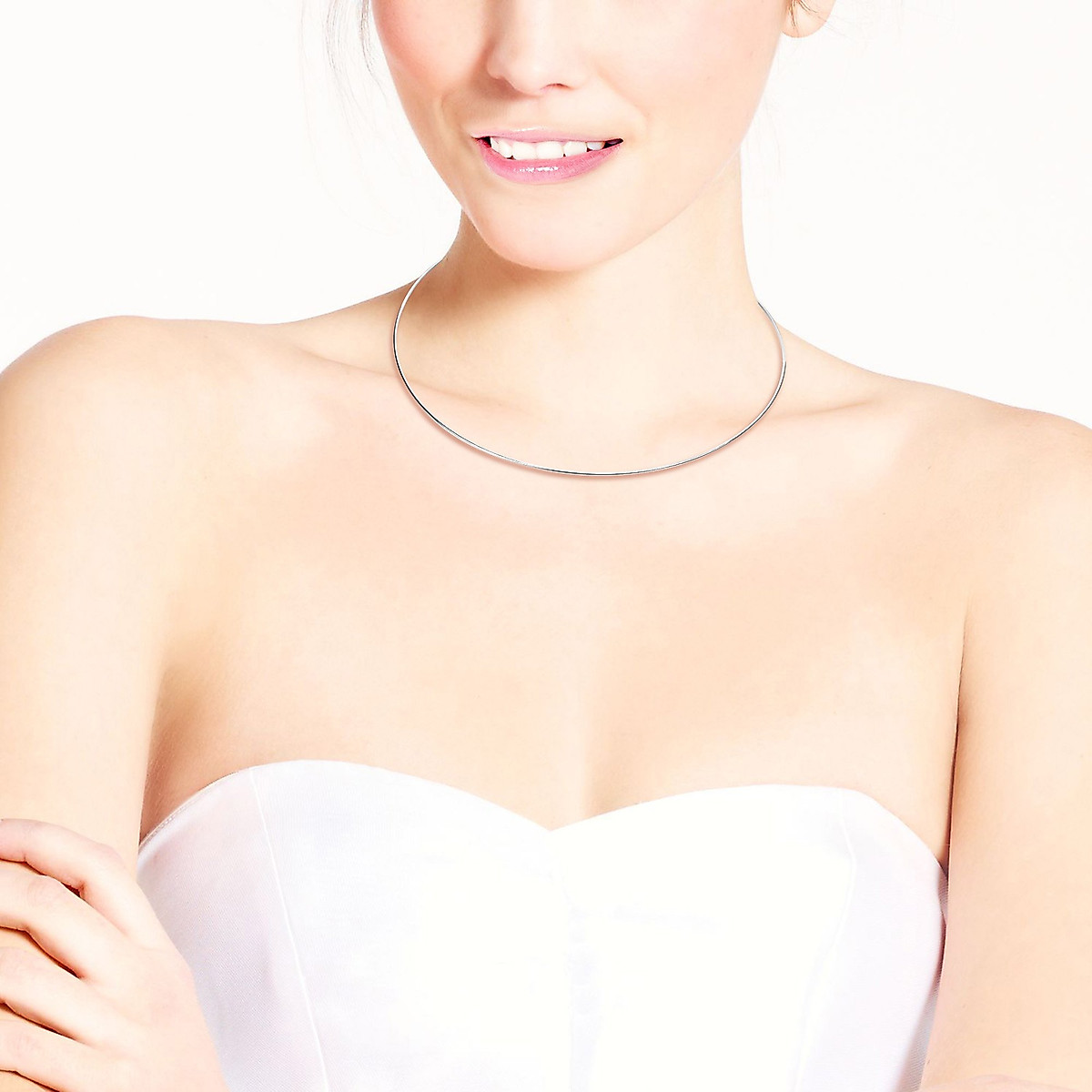 AeraVida Must Have Slim Wire Hook Sterling Silver 16inch Choker Necklace | 16 inch