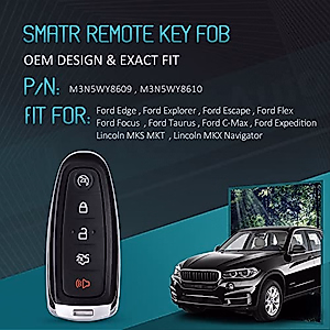 Compatible with Ford Explorer Escape Key Fob Replacement for Ford Flex Edge Focus Taurus Lincoln MKS MKT MKX Key Fob Shell Case Cover Keyless Entry Remote (Empty Shell) P/N: M3N5WY8609