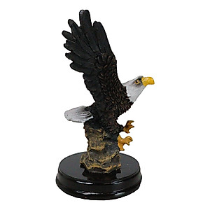 Ebros American Pride Swooping Bald Eagle with Spread Out Wings by Rocky Cliff Statue On Black Trophy Base 5.25" Tall USA Patriotic National Emblem Independence Day American Home Decor Figurine