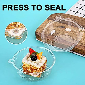 100PCS Clear Plastic Individual Cupcake Containers Boxes, Disposable Stackable Cupcake Holder, Salad Favor Cake Holder Muffin Case Cups Pod for Halloween, Christmas and New Year Party (Pack of 100)