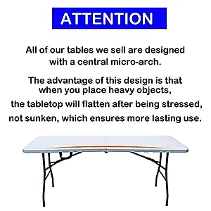 deaciber 6ft Folding Table 71 inch Plastic Fold in Half w/Handle Heavy Duty Portable Indoor Outdoor for Garden Party Picnic Camping BBQ Dining Kitchen Wedding Market Events