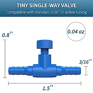 Pawfly Aquarium Air Control Valves for 3/16" ID Airline Tubing Single Way Plastic Air Flow Controllers Regulators Adjustable Blue Hose Connectors Air Pump Accessories for Fish Tanks, 10 Pack