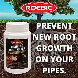 Roebic FRK-1LB Foaming Root Killer, Clears Pipes and Stops New Growth, Safe for All Plumbing, 1 Pound White