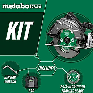 Metabo HPT Circular Saw Kit | RIPMAX | 7 1/4-Inch Blade | 6,800 RPM | Dust Blower Function | 5-Year Warranty | C7UR