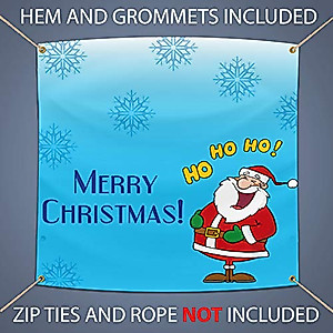 BANNER BUZZ MAKE IT VISIBLE Merry Christmas Banner, Celebrate Holiday Christmas Cheer Vinyl Sign, Metal Grommets & Hemmed Edges, Perfect for Home Outdoor Garden Party Decor (3' X 2')