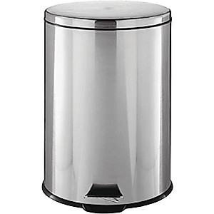 Rocky Mountain Goods Small Trash Can with Step Lid - 1.85 Gallon - Trash can for bathroom, bedroom, office - Heavy duty metal - Foot pedal opening - Removable inside pail with handle (Stainless Steel)