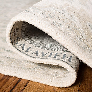 SAFAVIEH Micro-Loop Collection Area Rug - 9' x 12', Ivory & Beige, Handmade Shabby Chic Medallion Wool, Ideal for High Traffic Areas in Living Room, Bedroom (MLP503B)