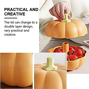 Cabilock Pumpkin Serving Bowl with Lid Wheat Fiber Pumpkin Candy Jar Dessert Fruit Holder Snack Container Food Display Bowl for Wedding Halloween Home Decor