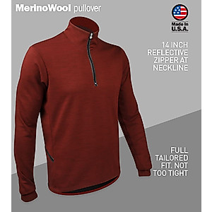 AERO|TECH|DESIGNS | Men's Long Sleeve Merino Wool Jersey | High Collar Performance Wool Blend Pullover | Medium | Black