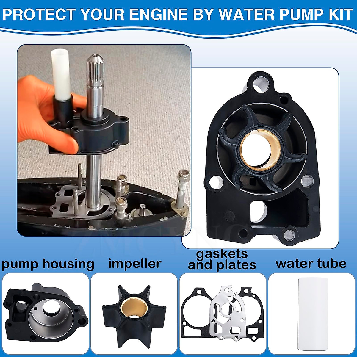 96148Q8 Water Pump Kit Impeller Kit for Mercury and Mariner Outboard and MerCruiser Alpha One Stern Drives Impeller Kit 96148A8 46-96148A8 46-96148Q8 46-96148T8 18-3217