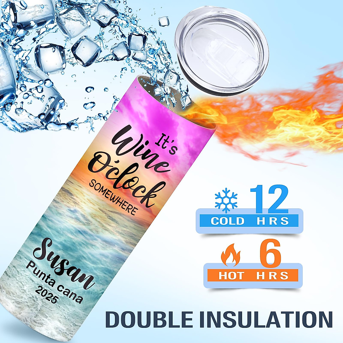 Personalized Girls Trip Tumblers with Name - Custom Beach Vacation Tumbler with Lid and Straw, Girls Weekend Gifts for Women, 2025 Girls Trip Gifts, Family Trip Gift, Bachelorette Trip Vacation Cups