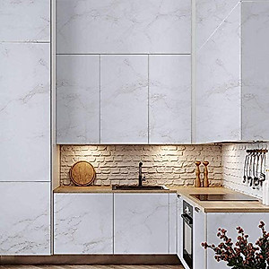 Marble Contact Paper 15.8" x197" Grey/White Wallpaper Marble Peel and Stick Countertops for Kitchen Waterproof Vinyl Self Adhesive Wallpaper Bathroom Cabinet Furniture Desk UpgradeThicker