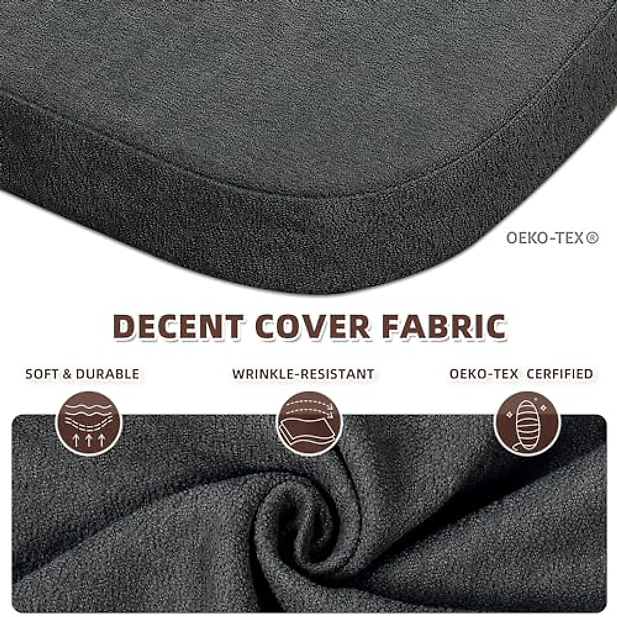 HAVARGO Chair Cushions for Dining Chairs with Supportive Foam, 16.5"X16.2"X2" Thick Kitchen Chair Pads Indoor Seat Cushions for Dining Chairs, Dining Room Chair Cushions Set of 1 Dark Grey
