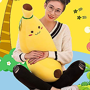 JZENZERO Banana Stuffed Animal, Plush Toys Banana Pillow Long Pillow Sleeping Doll Plush Cute Doll Boy Girl Birthday Present 35/50/70/80/110cm