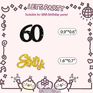 Set of 100 Happy 60th Birthday Confetti, Gold Glitter Sixty Paper Scatter, 60th Birthay Party Decorations, 60 Smash Cake Decor, Happy 60th Anniversary Party Decor