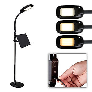 OttLite LED Floor Lamp with USB Charging Port & Tablet Stand - ClearSun LED Technology - 4 Brightness Settings & 3 Color Temperature Modes - Touch Activated Controls, for Home, Reading & Dorms
