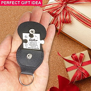 FTONENI Pocket Token Gifts for Sister Birthday Christmas Gifts from Sister Brother Long Distance Relationship Thank You Gifts Puzzle Piece Keepsake with PU Leather Keychain - PTA03