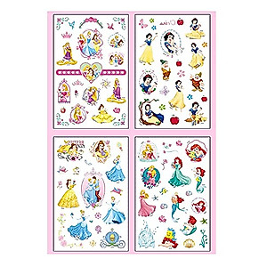 GODSON Princess Tattoos 4sheets Fake Temporary Tattoos for Kids Girls Women Adult Party Favors Birthday decor