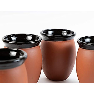 Handmade con Amor – Set of 2, 20 oz Artisan Handmade Authentic Mexican Clay Cantaritos, Glazed Rim and Interior, Black