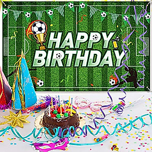 Soccer Birthday Party Backdrop Football Field Photo Background Soccer Theme Birthday Party Decorations Photo Booth Props for Boys Kids Cake Table Decorations, 5.9 x 3.6 Feet