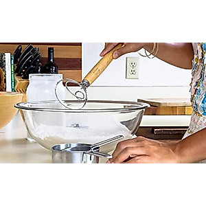 The Original Danish Dough Whisk - LARGE 13.5” Stainless Steel Dutch Style bread dough whisk for pastry, pizza. Great alternatives to a blender, mixer or hook