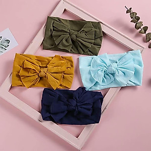 Mookiraer Baby Girls Headbands with Bows Handmade Hair Accessories Stretchy Hairbands for Newborn Infant Toddler Baby Essentials (Solid Nylon 20pcs)