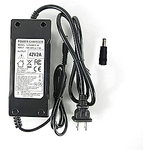 36V Lithium Battery Charger Output 42V 2A for 36V 10S Li-ion Batteries Pack DC 5.5 * 2.1mm Plug with a 5.5 * 2.5mm tip