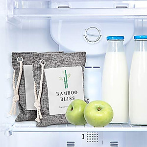 Bamboo Charcoal Air Purifying Bag (4x200g), Natural Charcoal Bags Odor Absorber and Cleaning Supply for Car, Office, Closet, Home, Kitchen, Rooms, Pets.