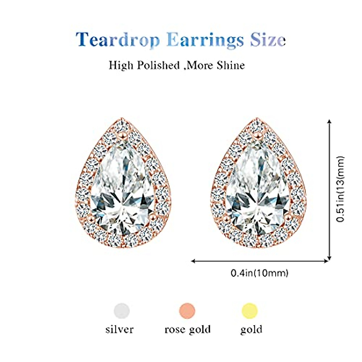 DHQH 4/6 Pairs Bridesmaids Earrings Classic Cubic Zirconia Teardrop Stud Earrings for Women Girls I Couldn’t Tie a Knot Without You Brides Bridesmaids Proposal Wedding Jewelry Gifts, C-rose gold(set of 4)
