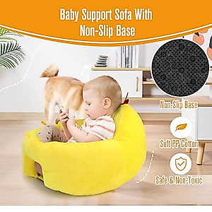 vocheer Sit Me Up Floor Seat for Baby Chair for Sitting Up Support Seat Sofa Plush Animal Shaped Baby Learning to Sit Chair for 3-24 Months,PP Cotton Full Filling,Yellow Duck