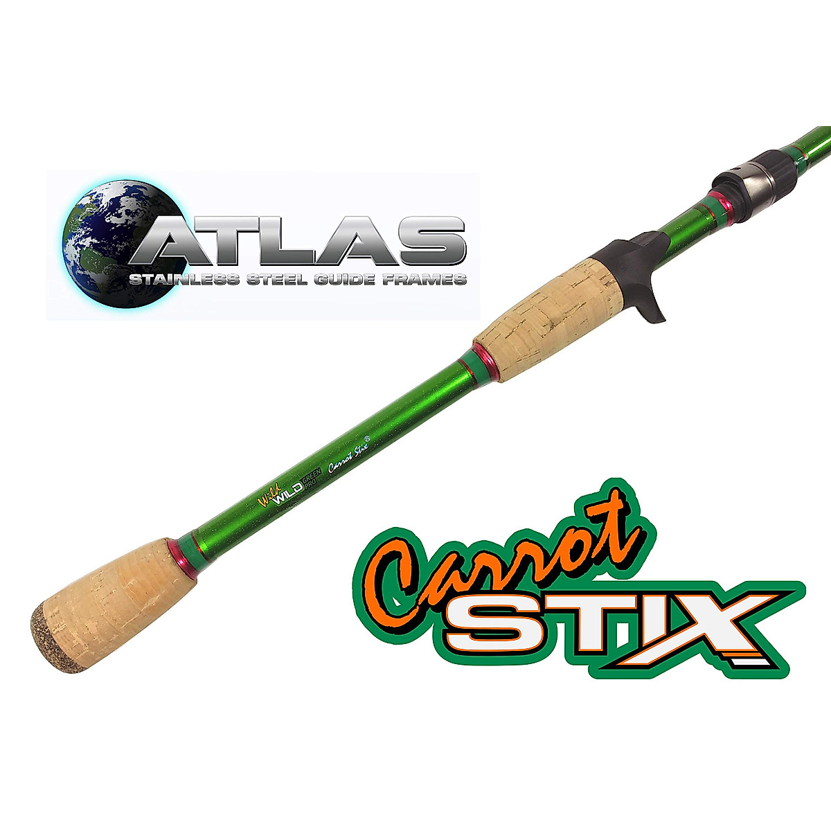 Carrot Stix Casting PRO Wild Wild Green Greenwater Inshore Fishing Rod (7 Foot, Medium Light)