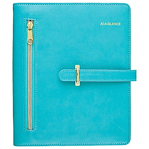 AT-A-GLANCE, Undated, 5-1/2" x 8-1/2", Desk Size, 7-Ring, Faux Leather Fashion, Teal (DR1118-040-42)