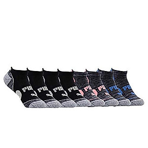 Puma No Show Women's Socks, Moisture Control Mesh Ventilation (10 Pair) (Hot Pink, Turquoise, Grey)