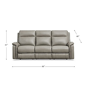 Hydeline Stanfield Zero Gravity Power Recline and Headrest Top Grain Leather Sofa Couch, Concrete, Memory Foam, Pocket Coils and Control Panel