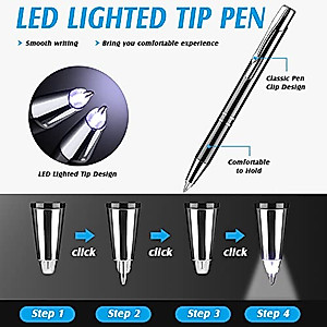 Zonon Pen with Light Lighted Tip Pen Flashlight Writing Ballpoint Pens LED Pen Light with Bright White Light for Writing in the Dark (5 Pieces)