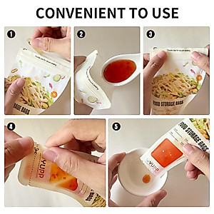 48 Pack Salad Dressing Container to Go, 3.5oz Small Disposable Food Storage Bag, Yogurt Applesauce Pouch, Snack Sauce Condiment Container, Nut Fruit Puree Storage Zipper Pouch for Lunch Boxes Picnics