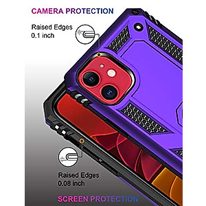 LUMARKE iPhone 11 Case with Tempered Glass Screen Protector,iPhone 11 Cover Military Grade 16ft. Drop Tested Cover with Magnetic Ring Kickstand Protective Phone Case for iPhone 11 6.1 inch Purple