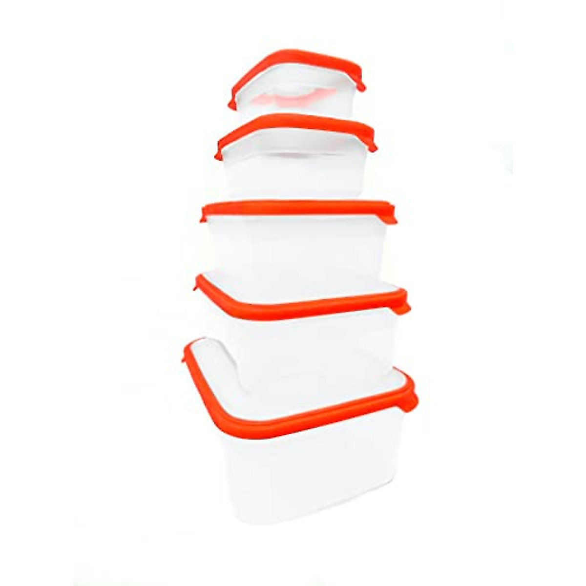 HELSIM Red 10-Piece Containers Set with Lids for Storage, Lunch, and Meal Prep, Dishwasher & Microwave Safe